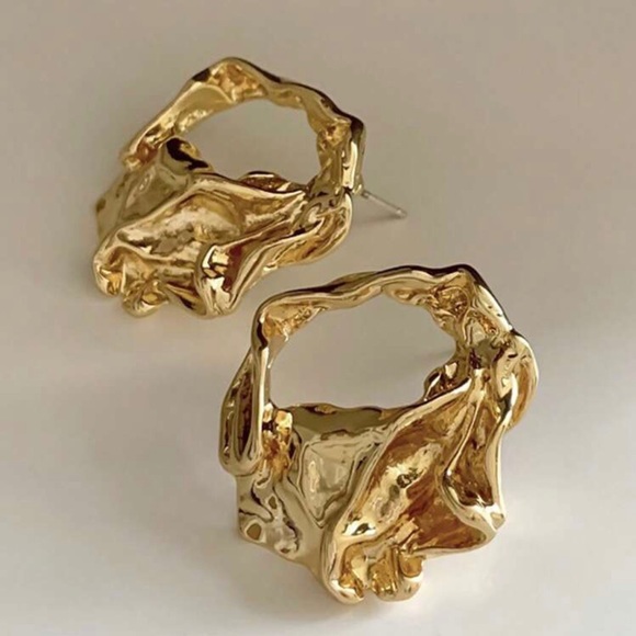 Jewelry | Crumpled Gold Nugget Abstract Annulus Toroid Melting Folded ...